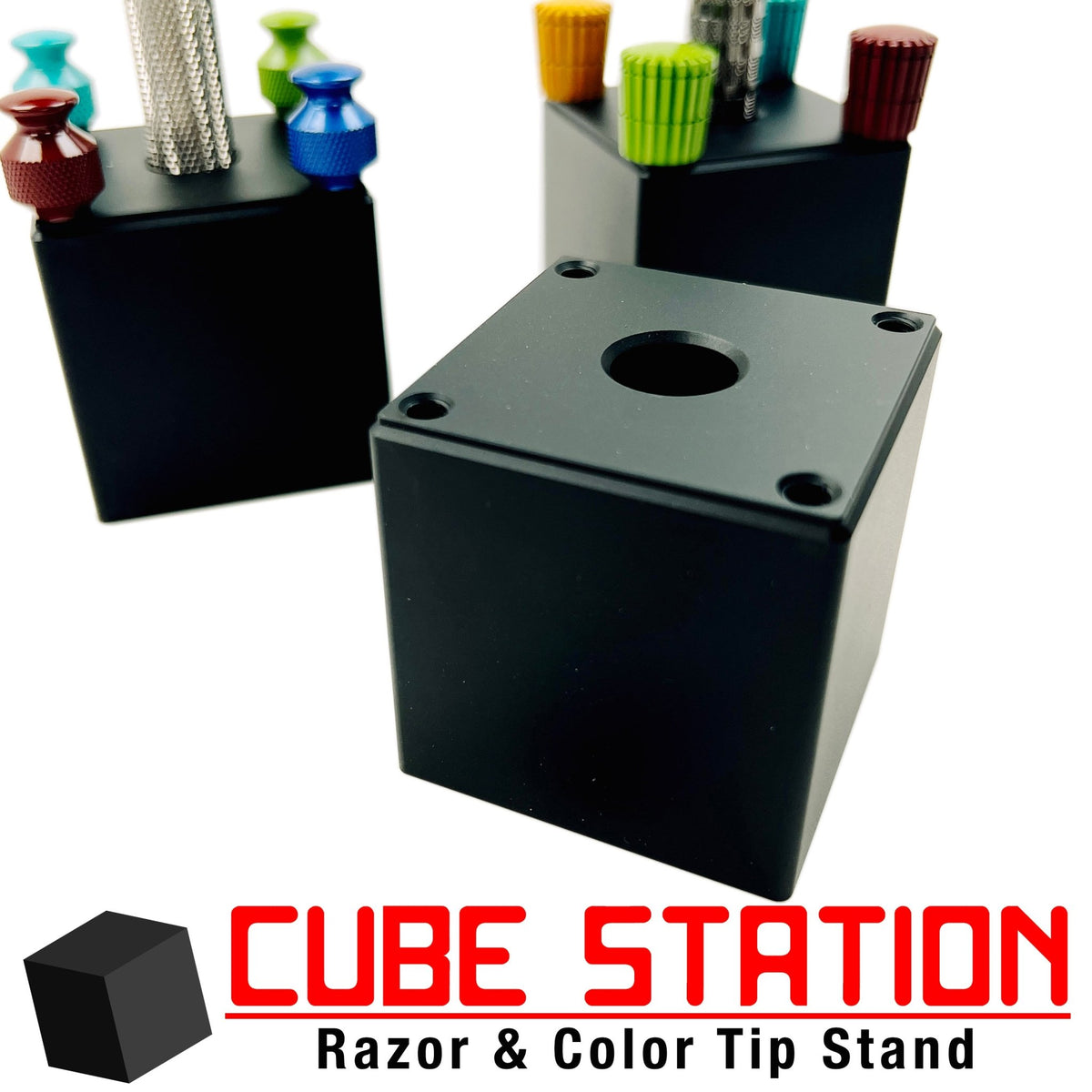 CUBE Station Razor & Color Tip Stand | Solid CNC Machined 6061 Aluminu ...